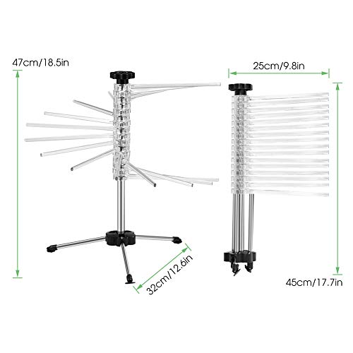 Pasta Drying Rack, Folding Spaghetti Dryer Stand Collapsible Noodle Hanging Holder with 16 Bar for Home Household Kitchen Homemade Noodles