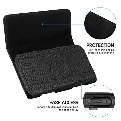 Mopaclle Phone Holster for iPhone 14 Pro Max/ 14 Plus /13 Pro Max/12 Pro Max/Xs Max /11 Pro Max/ 7 Plus 8 Plus 6 Plus Nylon Cell Phone Pouch Belt Clip Holder Case (Fits Phone with Otterbox Case)