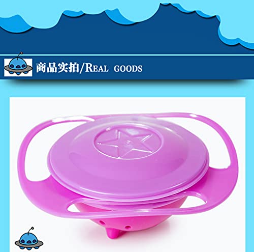 360 Spill Resistant Gyro Bowl with Lid(Pink)
