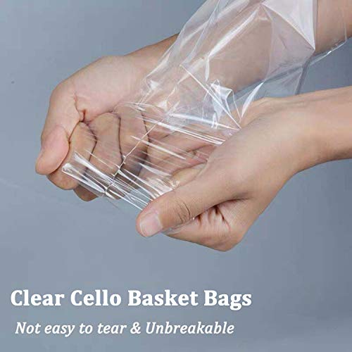 Morepack Easter Large Cellophane Bags,26x32 Inch Big Clear Basket Bags 10PCS Cellophane/Cello Wrap for Gift Baskets