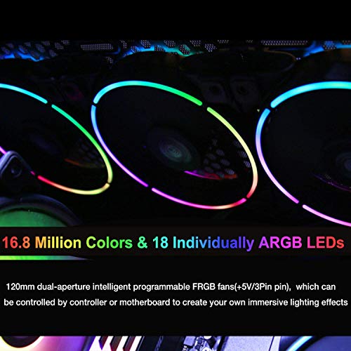 CP3 120mm Fan 3 in 1 Kit Upgrade,12cm RGB LED Computer Case Fan - PWM Cooling Fan - Dual Light Loop Quiet Fan/Multiple Light Modes for PC Case