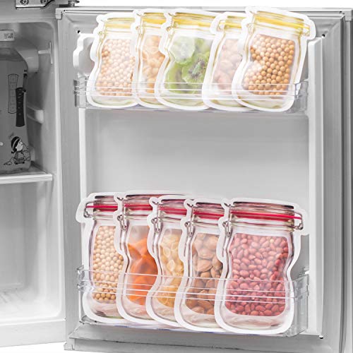 Arssilee Reusable Mason Jar Bottles Bags (20 Counts/500ml x10+ 150ml x 10) kitchen organizer Children's snacks Snacks, bread, cookies, fresh bags Food storage Bags Travel Camping