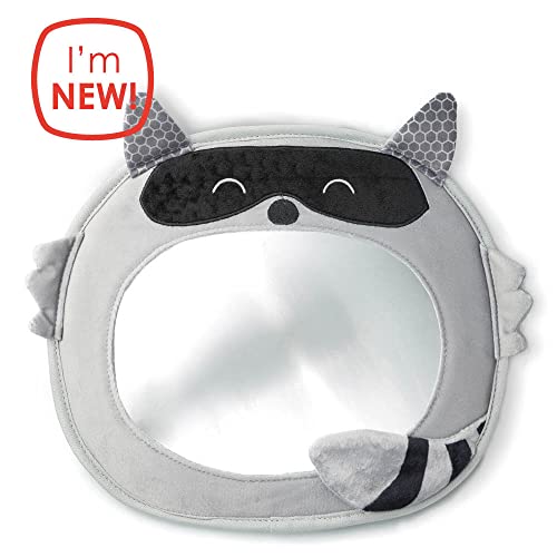 Diono Easy View Racoon Character Baby Car Mirror, Safety Car Seat Mirror for Rear Facing Infant, Fully Adjustable, Wide Crystal Clear View, Shatterproof, Crash Tested