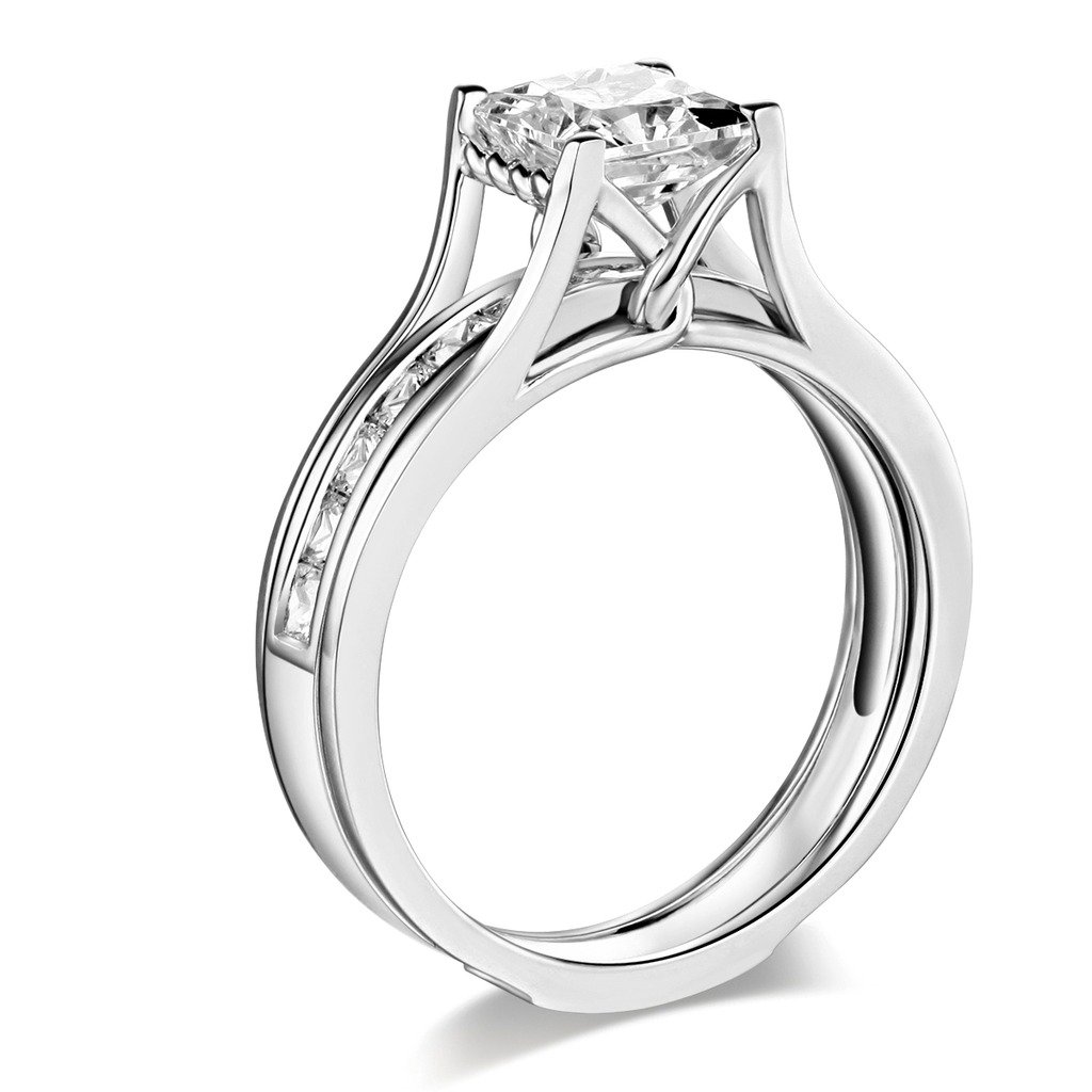 14k Yellow Gold Engagement Ring and Wedding Band 2 Piece Set - Size 5.5