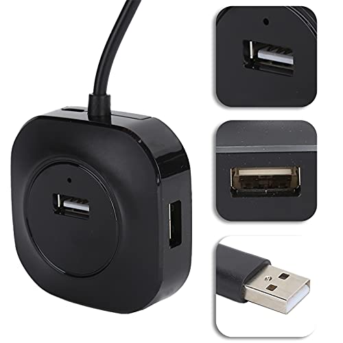 USB Hub, 4 USB2.0 Ports Adapter Charger, Ultra Slim Data Splitter PVC, 1.2 Meter / 3.9ft, Plug and Play, for Flash Hard Disk Keyboard 2.0