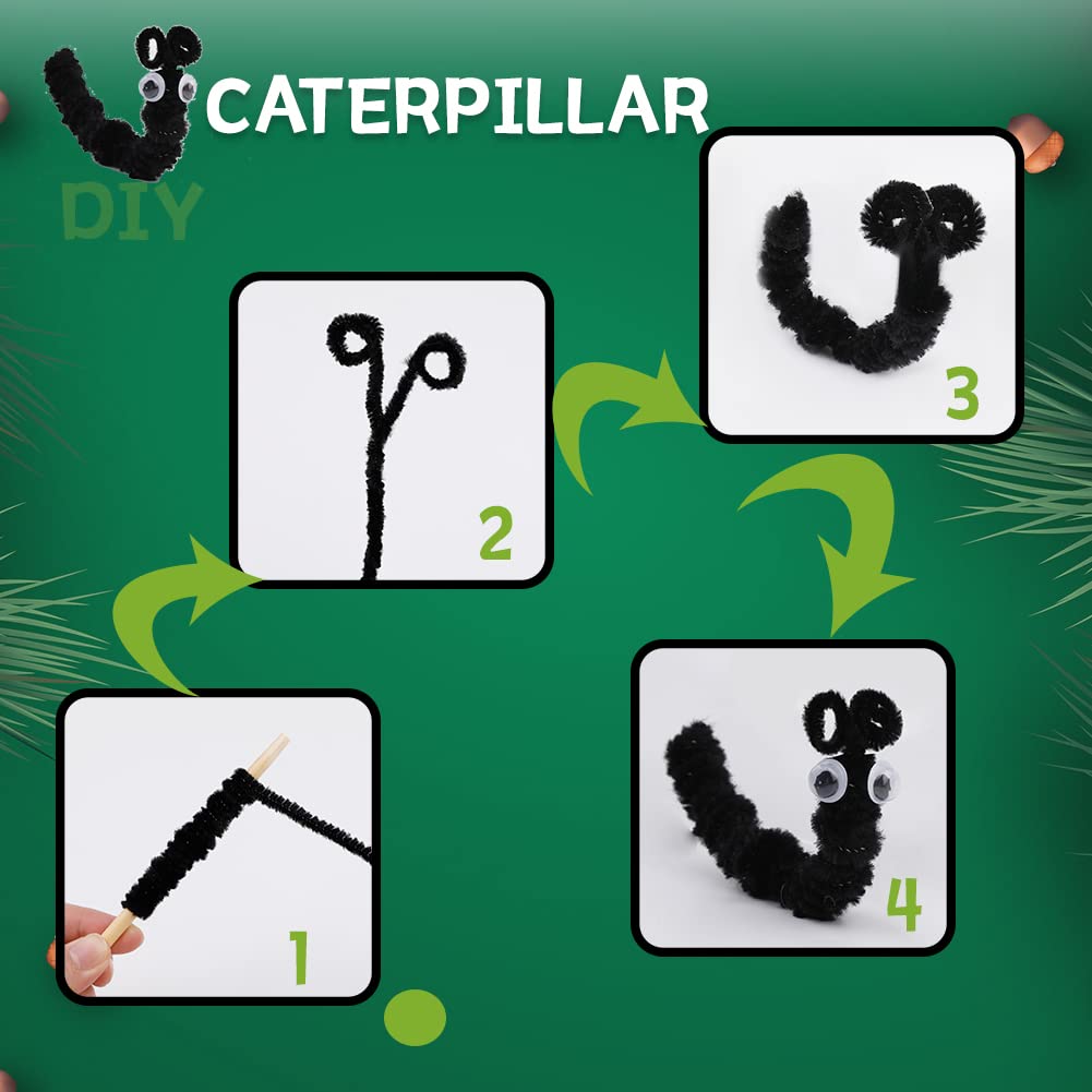 200 Pieces Pipe Cleaners Chenille Stem, Black Pipe Cleaners Set Craft Pipe Cleaners St. Patrick's Day Pipe Cleaners Chenille Stems for DIY Art Crafts Decorations Supplies (Black)