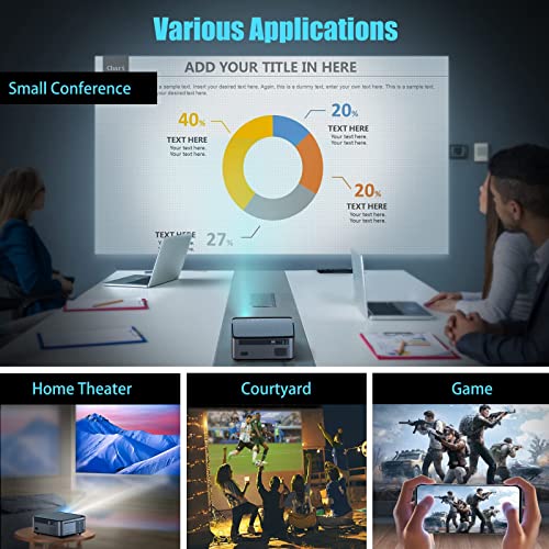 5G WiFi Bluetooth Projector, YABER Native 1080P Outdoor Movie Projector with 350" Display, 18000L Home Theater Video Projector Support 4K ,4P/4D Keystone, Zoom, for Android/iOS/Phone/HDMI/PS5（Blavk）