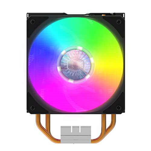Cooler Master Hyper 212 LED Turbo ARGB CPU Air Cooler - Jet Black Aluminium Finish, 4 Continuous Direct Contact Heat Pipes with Fins, Dual SickleFlow 120 ARGB Fans, ARGB LED Controller - ARGB