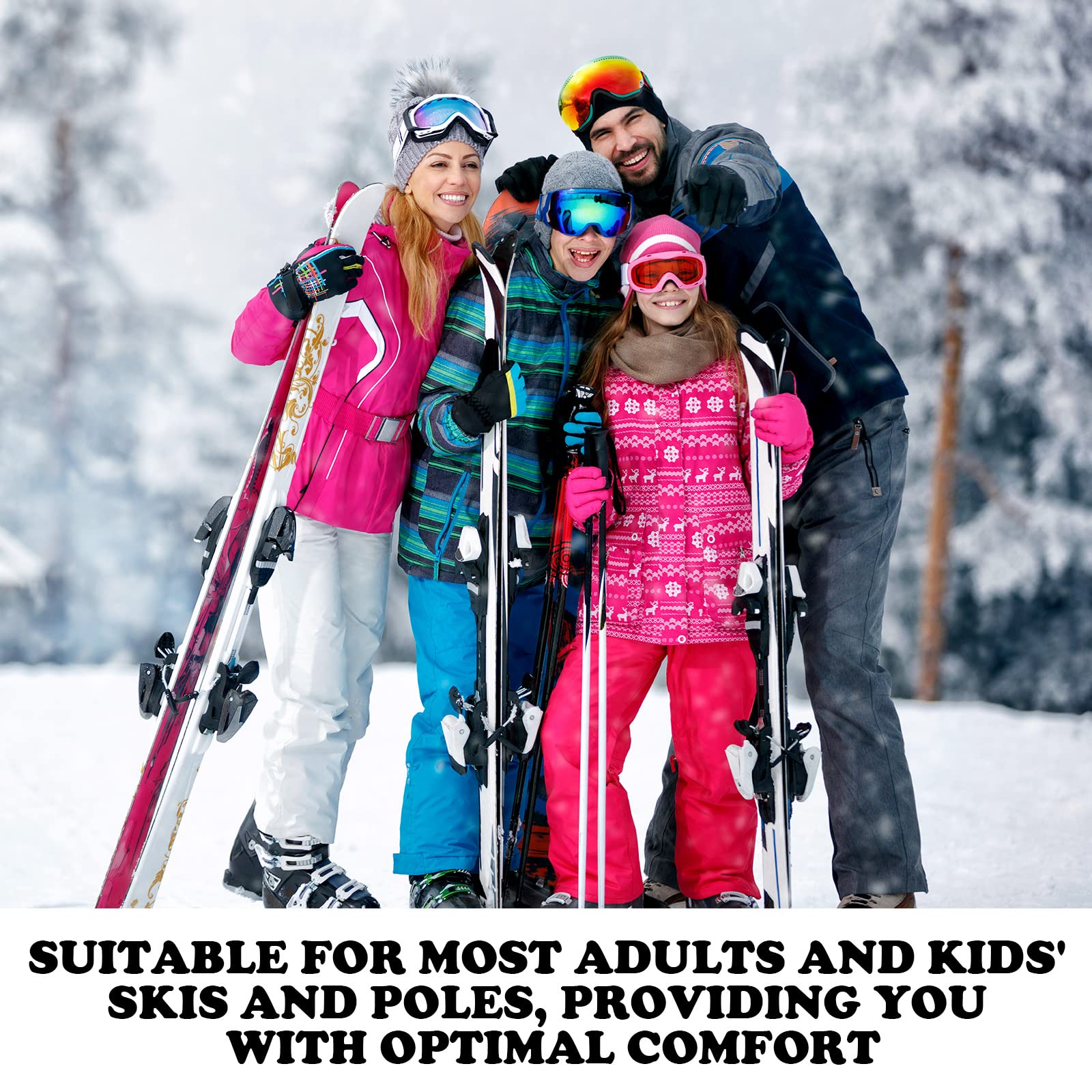 2 Pieces Ski and Pole Backpack Carrier Strap Ski and Pole Shoulders Carrier Backpack Belts Adjustable Ski Carry Strap Ski Holder Strap Ski Sling for Kids Adults Families, Free up Hands