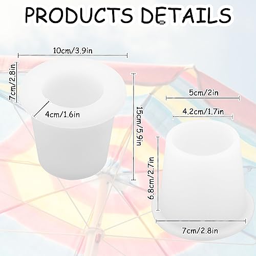 2Pcs Patio Table Umbrella Hole Ring Plug, Pool Umbrella Sleeve Stabilizer Cone Wedge, Silicone Umbrella Table Ring Hole Insert for 2-2.5 Inch Table Hole or 1.5 Inch Pool Umbrella Adapter (White)