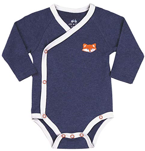 Baby Boy 3-Pack Long-Sleeve Kimono Bodysuit Set, Infant Boy Bundle Includes Blue Fox, Arrow Bodysuit and Navy-Striped Outfit
