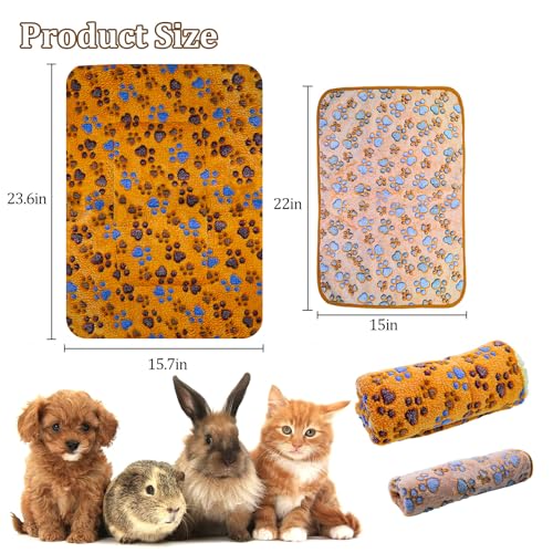 2Pack Blankets Fluffy for Small Animal,Soft Warm Pet Fleece Blankets,Reusable Guinea Pig Fleece Cage Liner WashablePet Sleep Mat for Guinea Pig Cage,Rabbit, Hamster, Cats, Dogs-23×16"