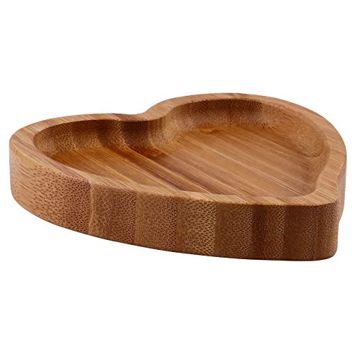 IMIKEYA Heart Shaped Bamboo Tray Wood Plate Wooden Rustic Farmhouse Serving Tray Plate for Home Restaurant Cake Cookie Plate Valentine Christmas Table Decor
