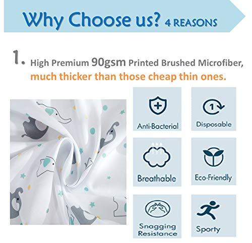 Crib Sheets Neutral, 2 Pack Fitted Crib Sheets Set, Printed Crib Sheets for Boys and Girls, Soft and Breathable Silky Microfiber Baby Sheet Fits Standard Crib and Toddler Mattress, Elephant & Clouds