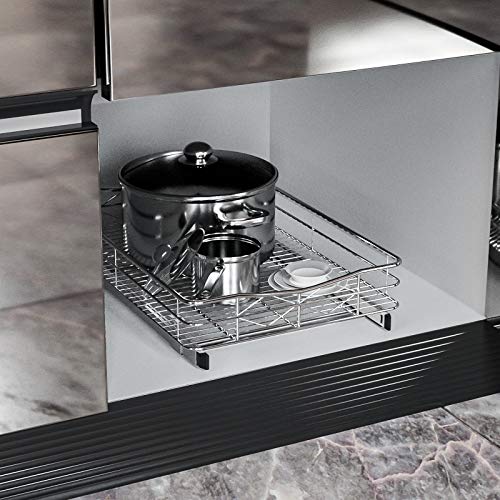 IZLIF Pull Out Cabinet Organizer Heavy Duty Pull out Drawers for Kitchen Cabinets, Pull Out Shelves for Base Cabinet Organization in Kitchen Bathroom Pantry 14 x 21 inch for At Least 15” Cabinet Opening ,Chrome Finish