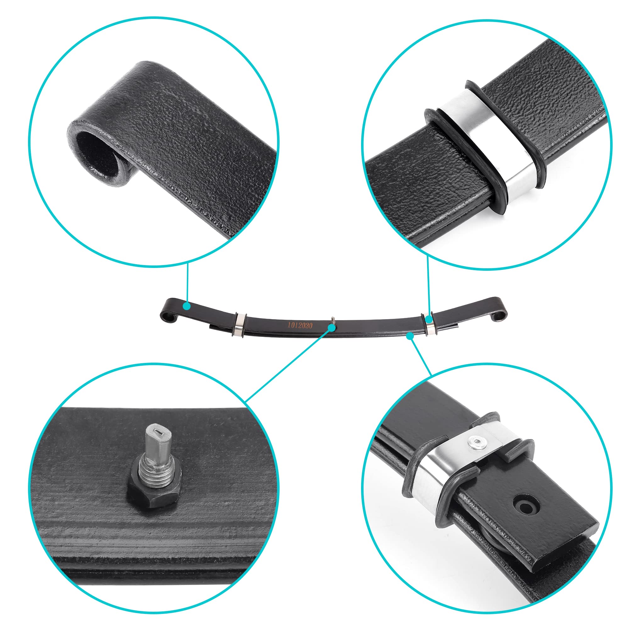 10L0L Golf Cart Heavy Duty Front 2-Leaf Spring Kit with Bushings & Sleeves for Club Car DS & Precedent 1981-Up, OEM 103628801