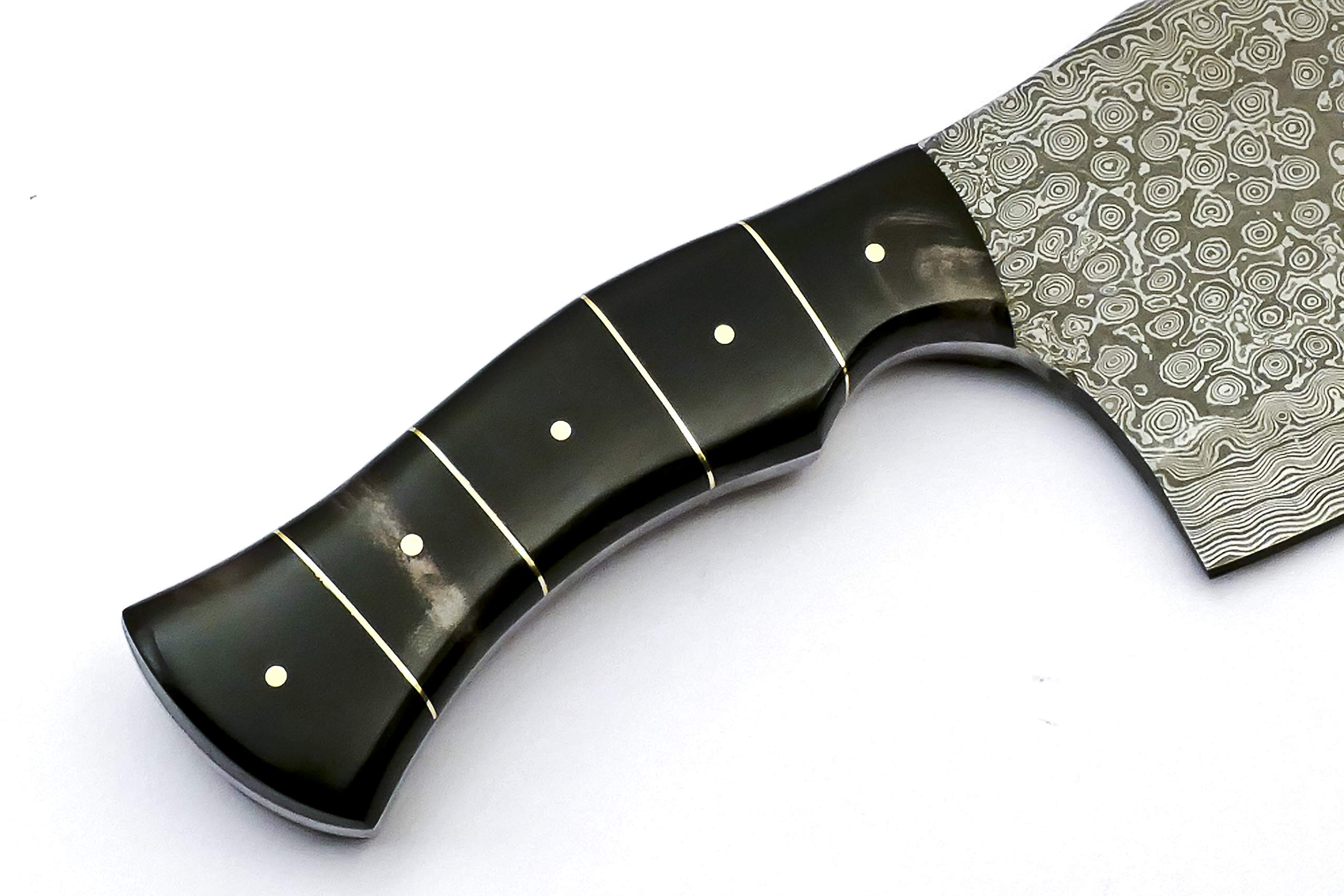 CK-104 Hand Forged 224 Layers Damascus Steel Chef's Cleaver Full Tang Horn Handle, Sharp Blade With Leather Sheath