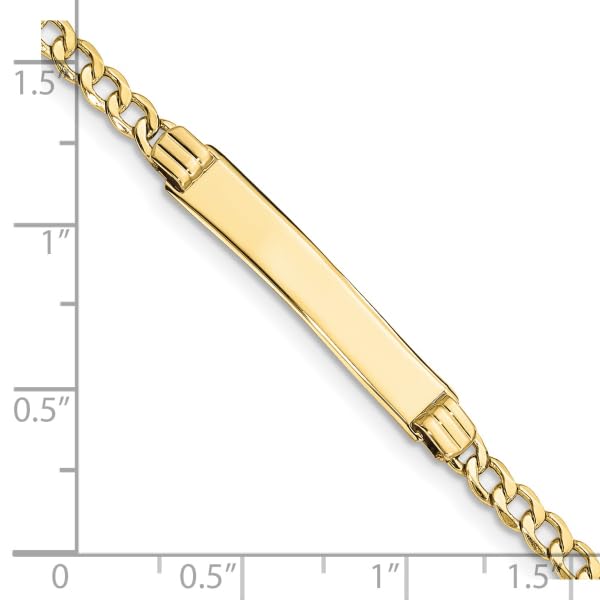 10K Yellow Gold Curb Link Name Bar Identification ID Bracelet