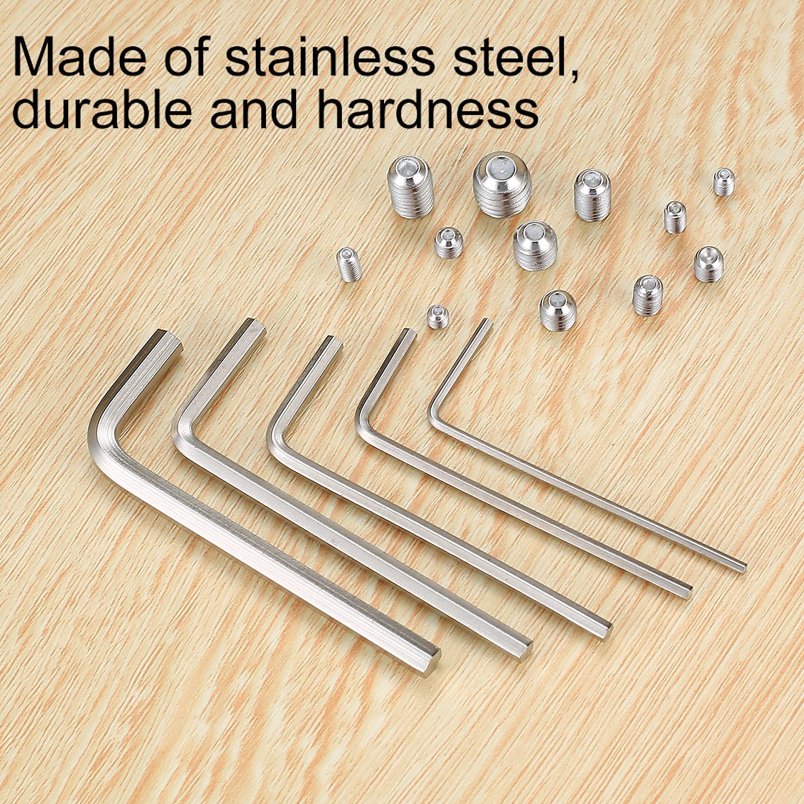240 Pcs Allen Head Screws, M3/M4/M5/M6/M8 Hex Socket Head Screws, Grub Screw Set, Metric Stainless Steel Internal Hex Drive Cup-Point Screws Assortment Kit for Door Handles, Light Fixture Screws…