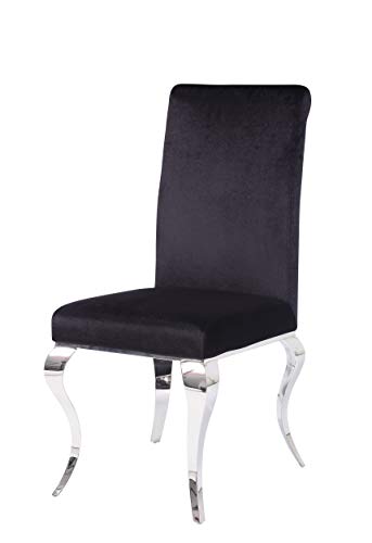 ACME Fabiola Side Chair (Set-2) - - Fabric & Stainless Steel