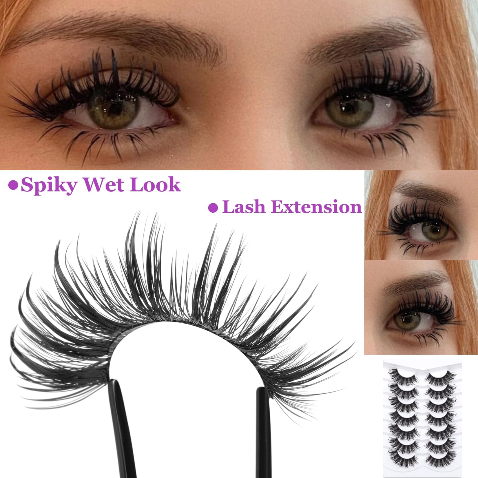 17MM Wet Lashes Mink Fluffy False Eyelashes Manga Anime Cosplay Wet Natural Look Eyelashes Pack Wsipy D Curl Lashes That Look Like Extensions by Geeneiya