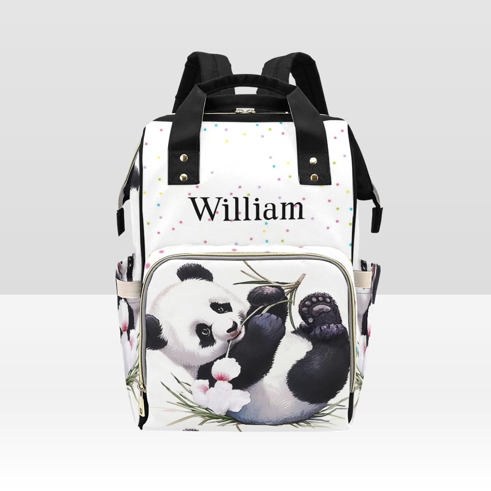 Personalized Panda Diaper Bag Backpack with Name Custom Mommy Nursing Baby Bags Nappy Bag Travel Daypack for Woman Gifts