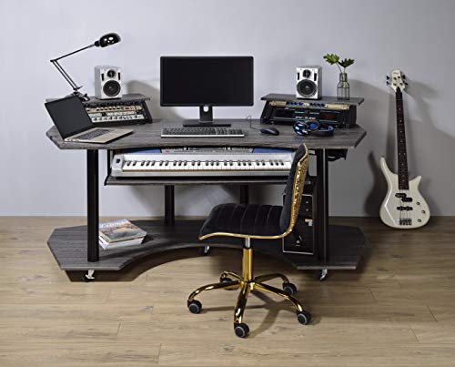 Acme Furniture Eleazar Music Recording Studio Desk, Black Oak