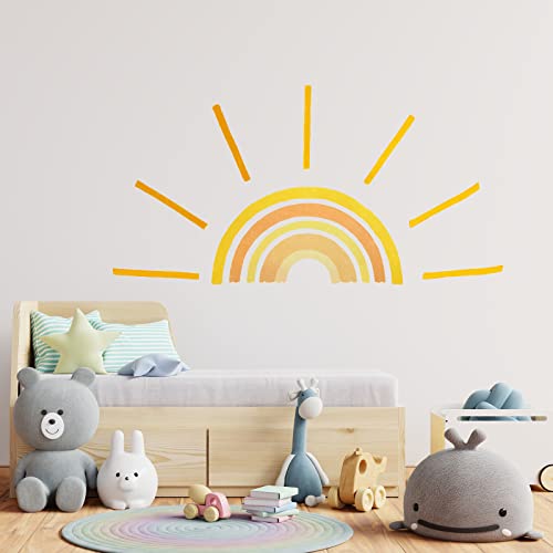 66.9x28.3 Inch Boho Rainbow Wall Decals Removable Rainbow Wall Sticker Wall Art Vinyl Peel and Stick Rainbow Decals for Girls Kids Bedroom Nursery Playroom Decor