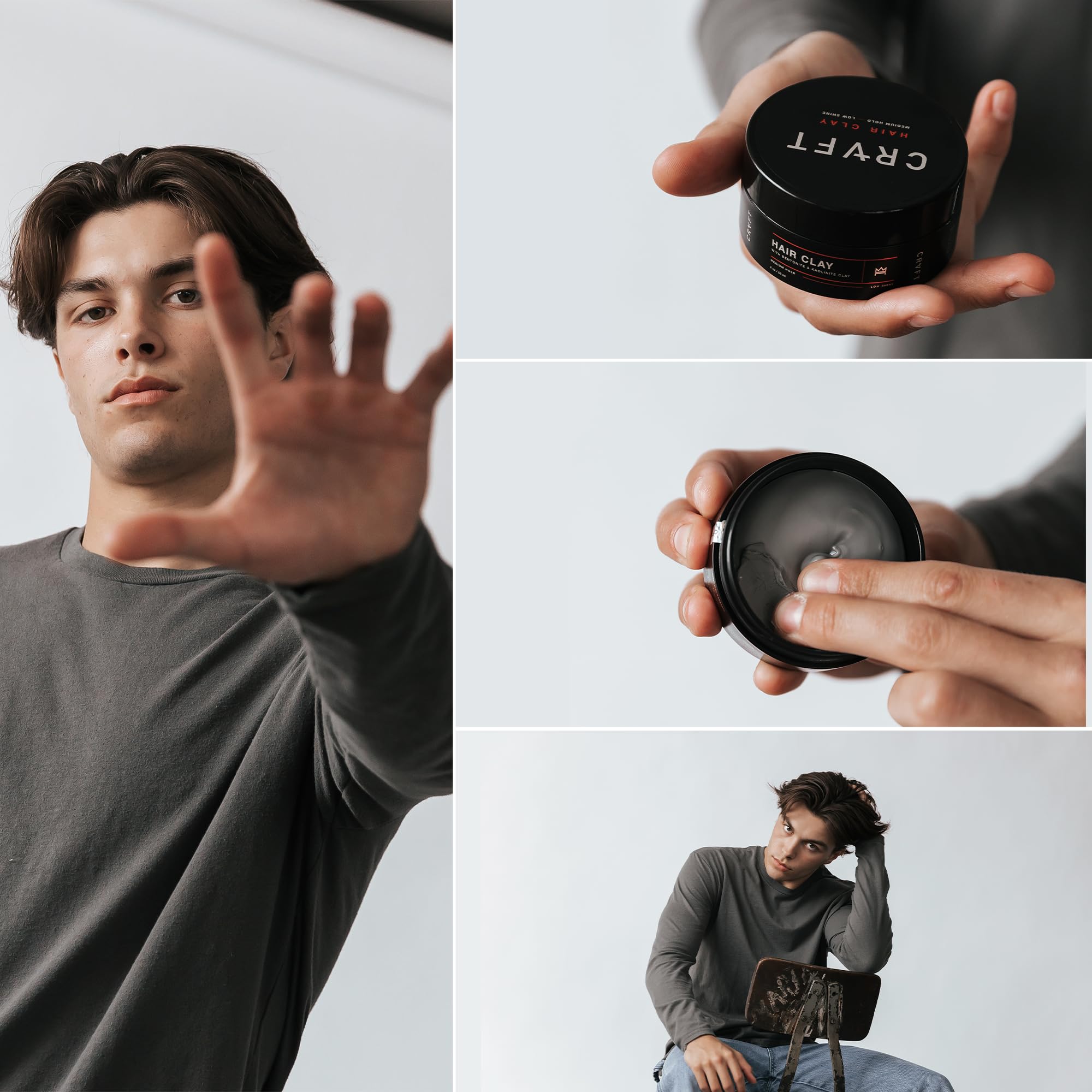 CRVFT Hair Clay 2oz | Medium Hold/Zero Shine Matte Finish | Add Volume & Texture | Ideal for Textured, Short & Medium Styles | Reworkable | [High Density] Clay Base, Stylist Approved [Unscented]