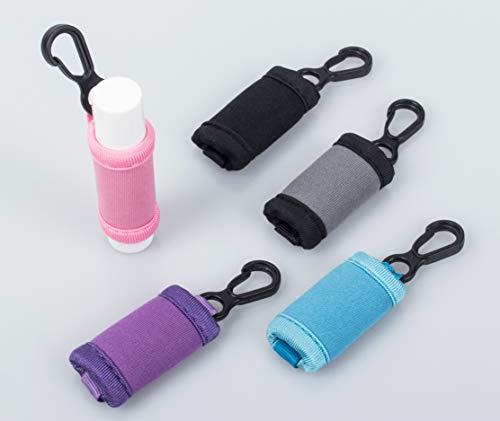 Chapstick Holder Keychain – Lip Balm Sleeve – Premium Neoprene with Key Chain Clip – Perfect for Chap Stick or Lip Gloss (Black, 2 Pack)