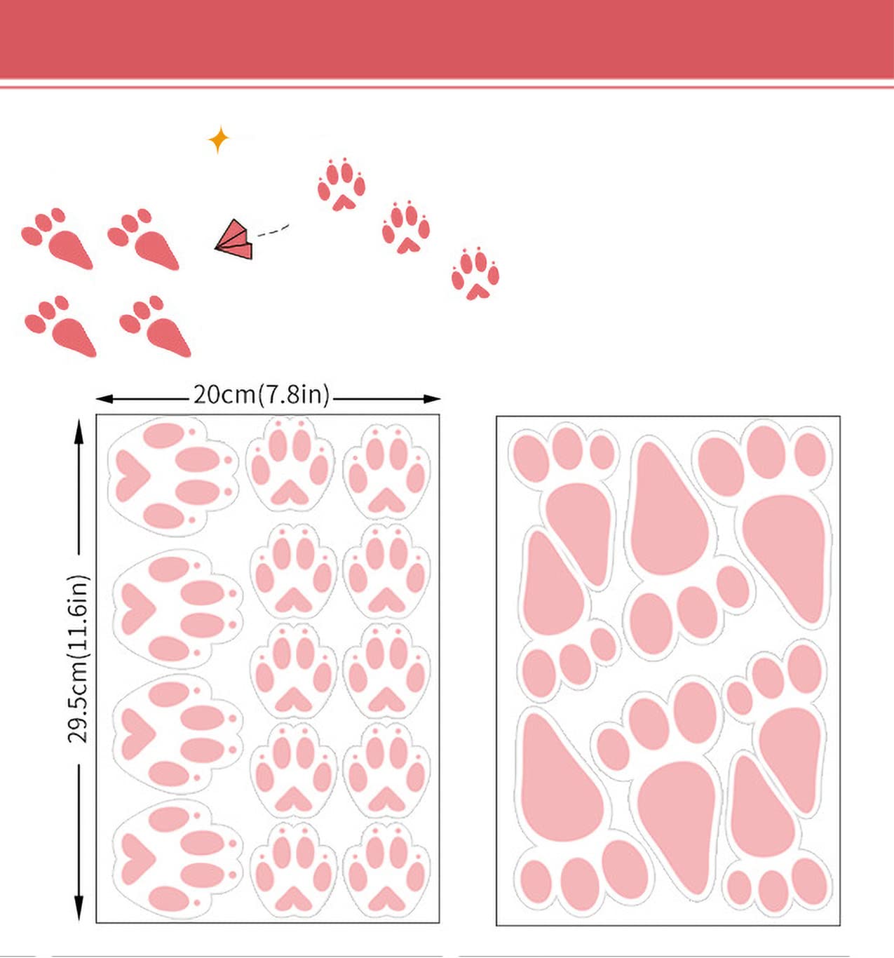 4 Sheet 56 Pieces Easter Stickers Bunny Paw Prints Carrots Rabbit Footprints Stickers Cute Festive Decals Decorations for Easter Floor Decoration and Egg Hunting Games