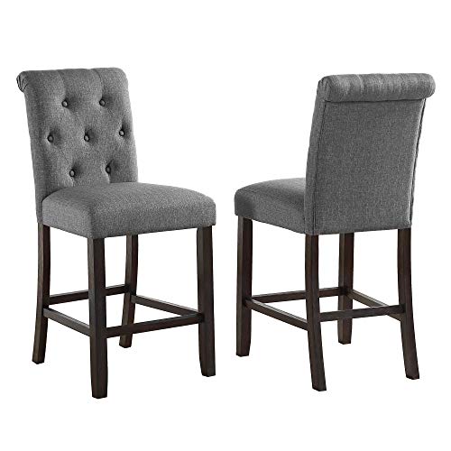 Roundhill Furniture Aneta Antique Black Finished Wood 5-Piece Counter Height Dining Set, Gray