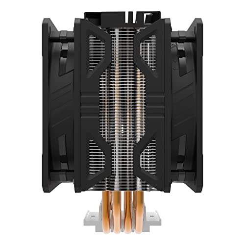 Cooler Master Hyper 212 LED Turbo ARGB CPU Air Cooler - Jet Black Aluminium Finish, 4 Continuous Direct Contact Heat Pipes with Fins, Dual SickleFlow 120 ARGB Fans, ARGB LED Controller - ARGB