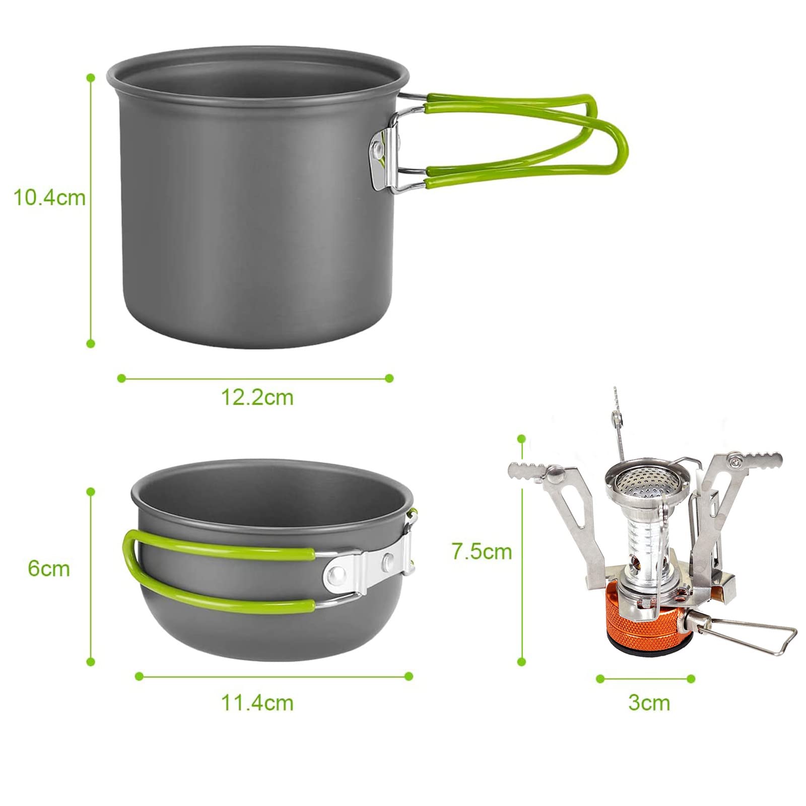 13pcs Outdoor Camping Cookware Stove Mess Kit,Camping Pot and Pan Set with Mini Backpacking Stove,Stainless Steel Cup, Knife Fork and Spoon Set for Backpacking, Camping Hiking and Picnic