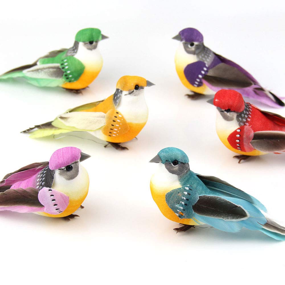 12 PCS Artificial Sparrow Simulation Foam Bird Feather Ornaments DIY Craft, Mini Cute Birds Ornaments for Wedding,Party, Home Decor, Garden.