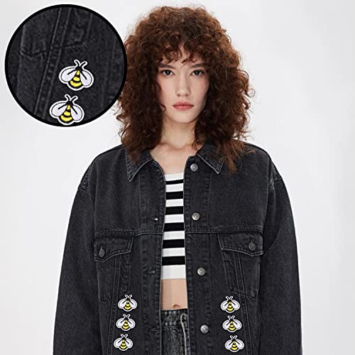 Bee Embroidered Patches, BENBO 30 Pieces Honey Bee Iron On Patch Sunflower Embroidered Applique Bumble Bee Flower Sewing Patches for Bags Jackets Jeans Clothes DIY Decoration Patches