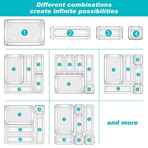 25 Piece - Non-Slip Drawer Organizer Bin Set- Clear bins