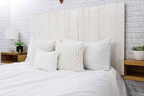 Barn Walls Whitewash Headboard King Size Weathered, Hanger Style, Handcrafted. Mounts on Wall. Easy Installation