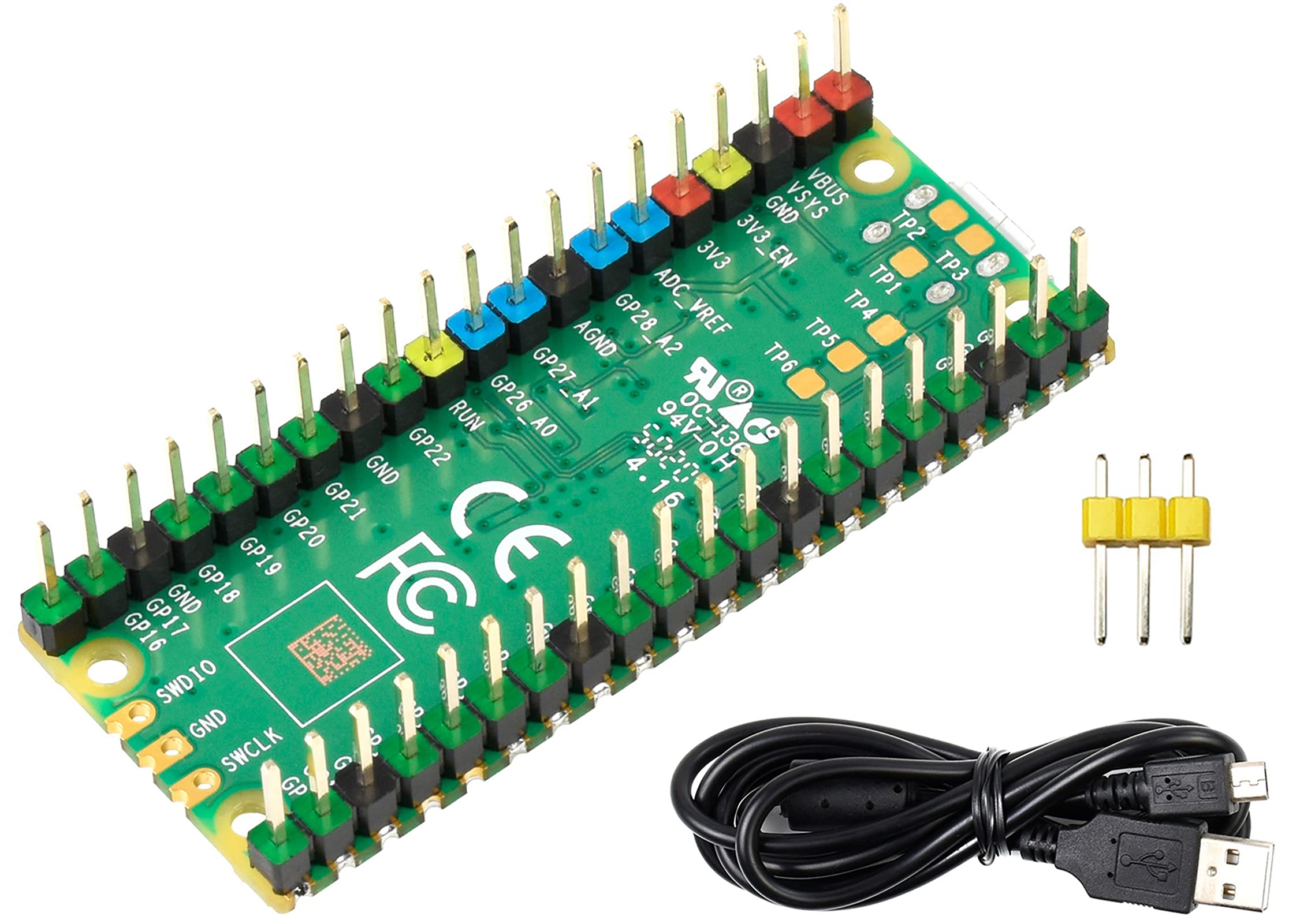 Bicool Raspberry Pi Pico with Pre-Soldered Colorful Pin Header Microcontroller Mini Development Board Based on Raspberry Pi RP2040 Chip,Dual-Core ARM Cortex M0+ Processor, Flexible Clock