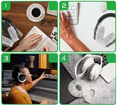 JYHF Disposable Sanitary Headphone Covers, Earpad Cover Ups for Headset Protector, Non-Woven Hygienic Sweat-Proof Stretchable White Ear Cover (200Pcs,4.3”)