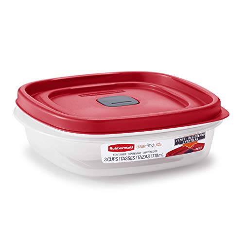 Rubbermaid Easy Find Vented Lids Food Storage Containers, Set of 30 (60 Pieces Total), Racer Red & Easy Find Lids Food Storage and Organization Containers, 3-Pack, Racer Red