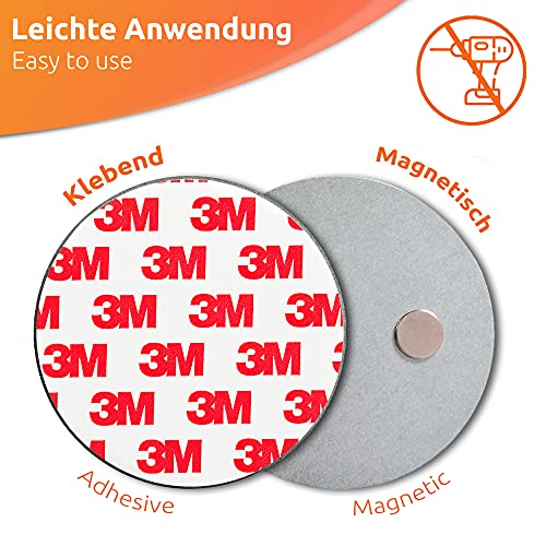 ECENCE Magnetic Smoke Detector Installation Tool 2pcs Magnetic Adhesive Pads with 3M Glue for Smoke Alarms Ø 70mm, No Drilling Or Screws, Quick and Easy Fastening