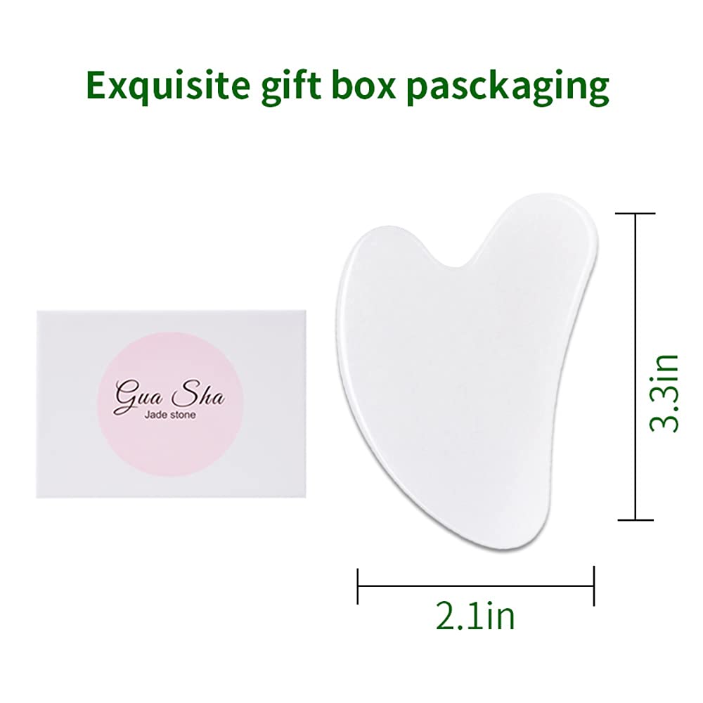 Biee Gua sha tool for face,natural jade gua sha stones,gua sha massage tool,Suitable for the face, neck, shoulders, arms, legs (WHITE)