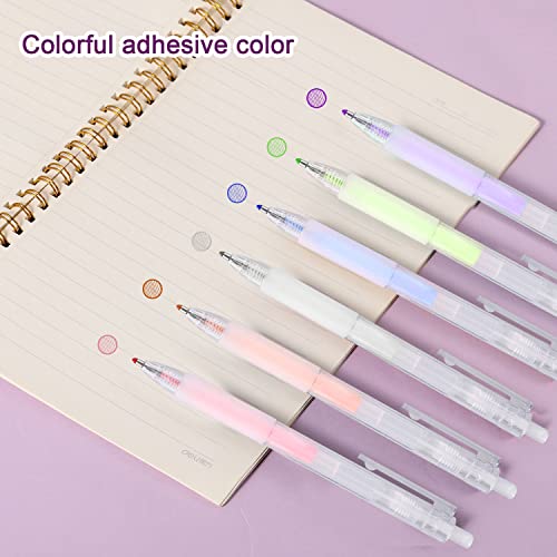 6pcs Dry Liquid Glue Glue Pens, Colorful Sticky Glue Glue Pens Quick Dry Glue Pens for Scrapbooking Fabric Card Making and Crafts (6 Colors)
