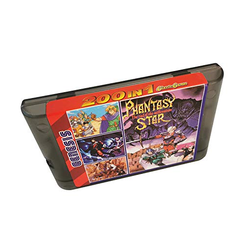 200in1 Game Cartridge 16 bit Game Card for Sega Mega Drive Genesis Console (Black transparent)