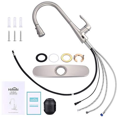 Touchless Kitchen Faucet, Himimi Brushed Nickel Kitchen Faucet with Pull Down Sprayer, Single Handle and Dual Sensors Smart Faucet for Kitchen Sink, Stainless Steel Kitchen Faucet, Anti-Fingerprint
