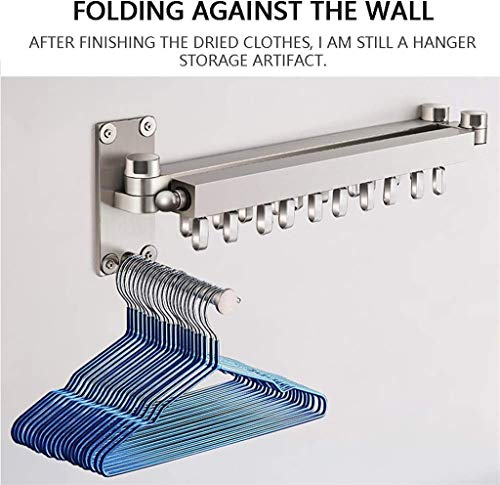 TYXTYX Wall Mounted Folding Clothes Hanger Space-Saver, Indoor/Outdoor Adjustable Clothes Drying Rack, Retractable Dry Coat Hanger for Laundry Room, Storage Organiser Instant Closet