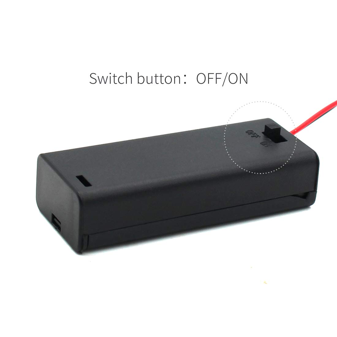 2 AAA Battery Holder with ON/Off Switch and Wire Leads Case Back Cover 2X 1.5V 3 Volt Storage Box Cables Line Cord Wire Cell Charger (5-Pack)