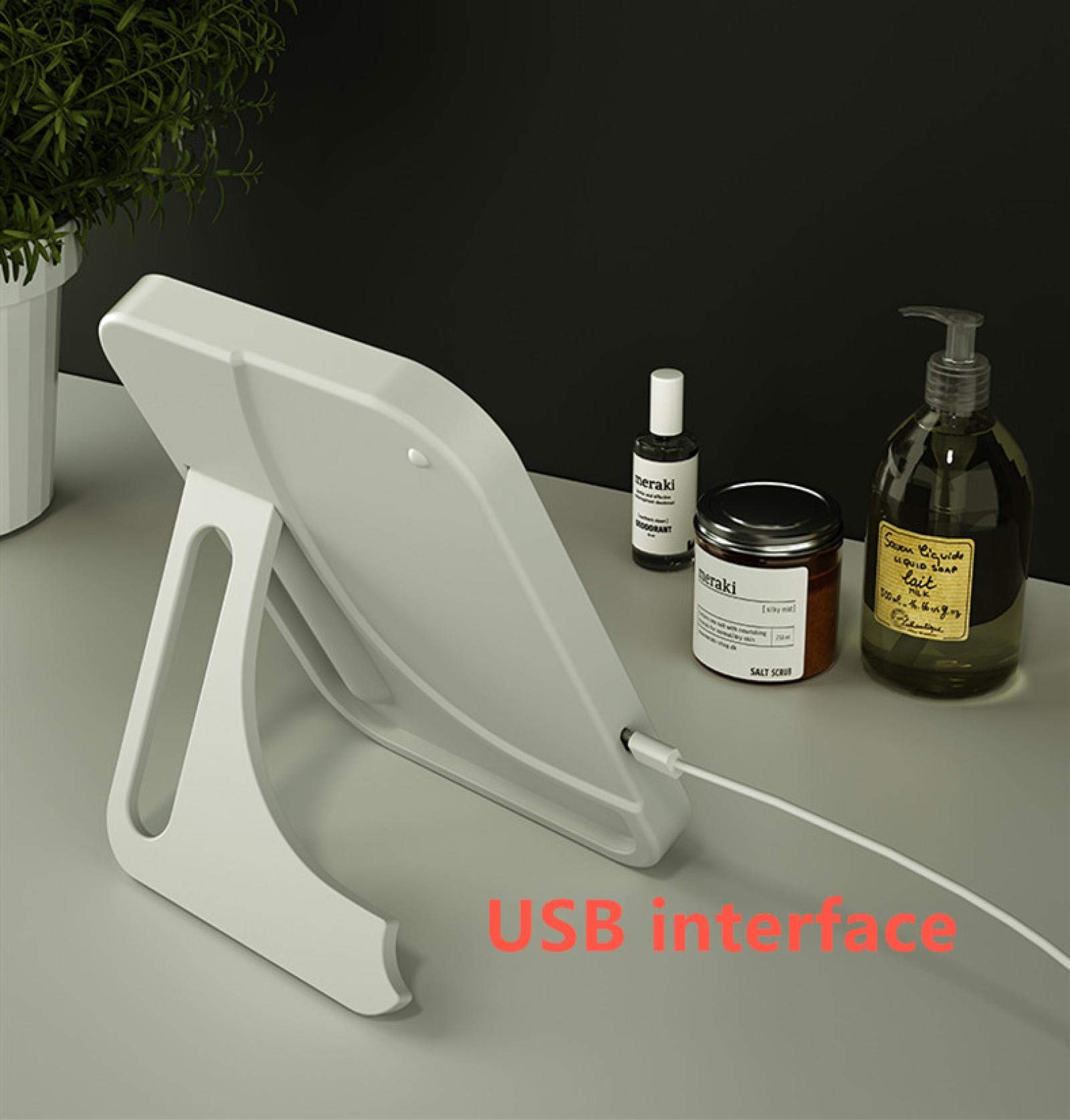 FQYYDD Illuminated Makeup Mirror Led Makeup Mirror Folds Portable Small Mirror