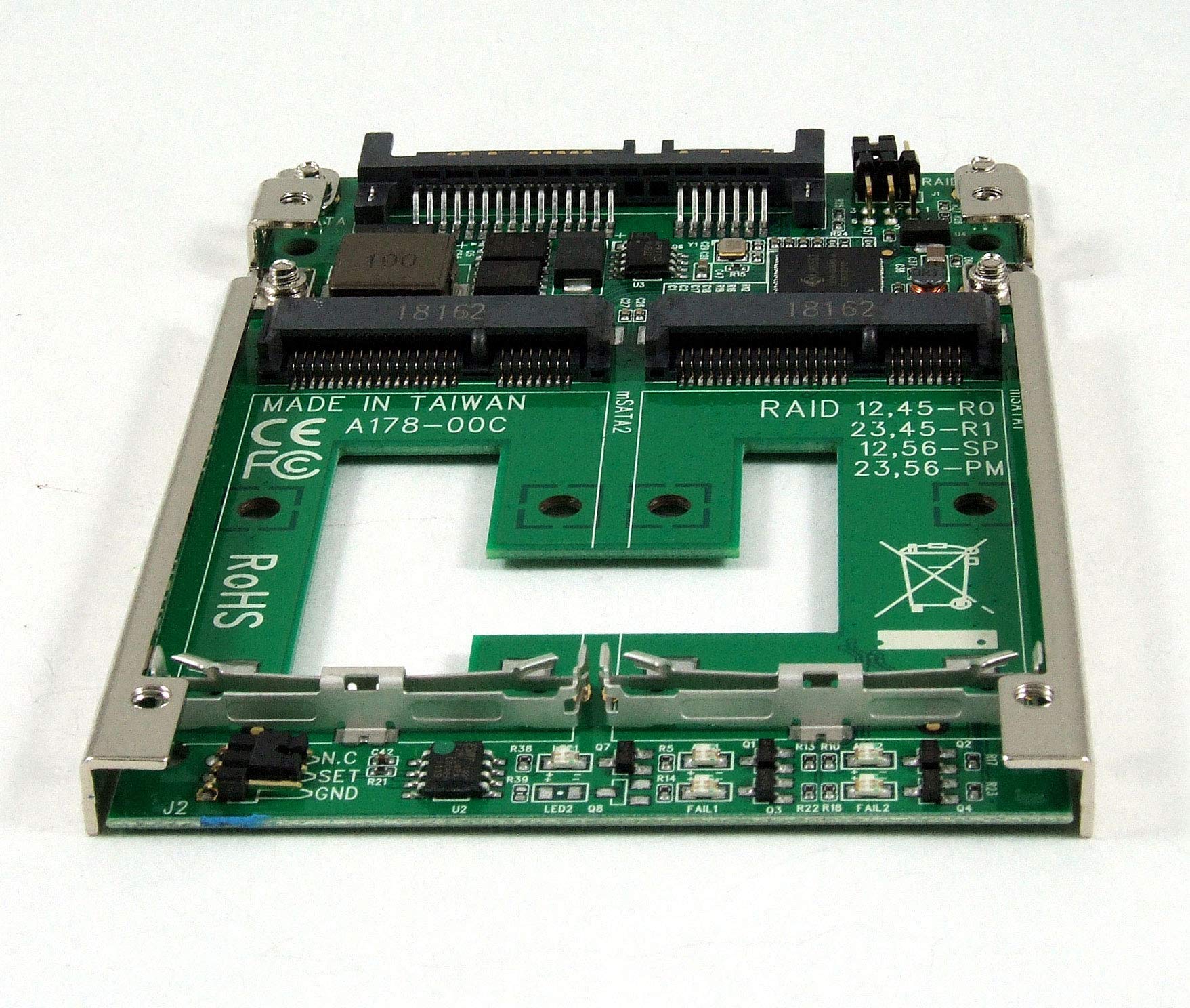 Ableconn ISAT-178R 2.5" 7mm SATA III Adapter with Aluminum Frame Bracket for Dual mSATA SSD with Hardware RAID